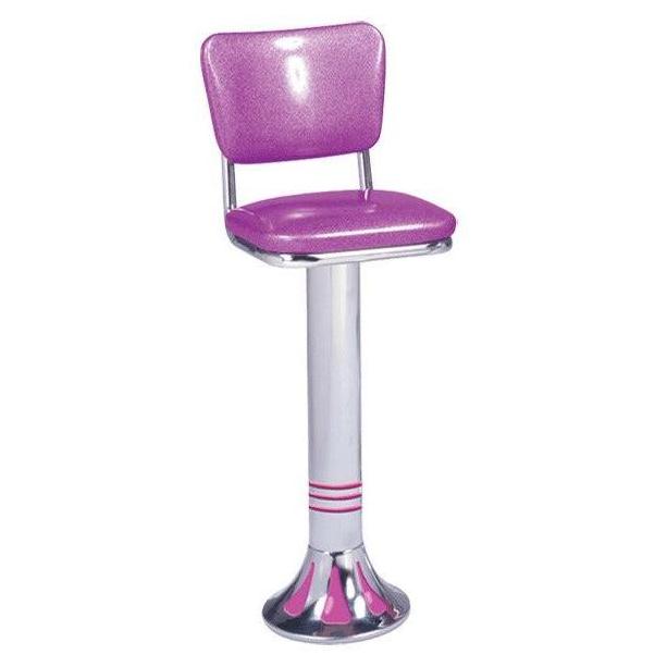 Bolt Down Retro Chrome Swivel Bell Bottom Bar Stool with Back ...