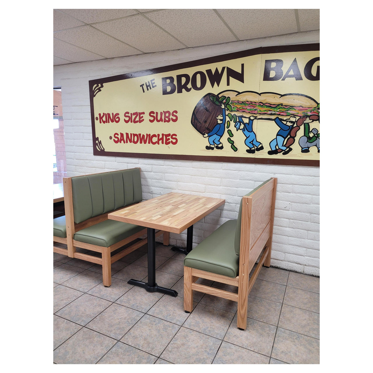 Custom Wood Timber Frame Booth With Vertical Channel – Restaurant ...