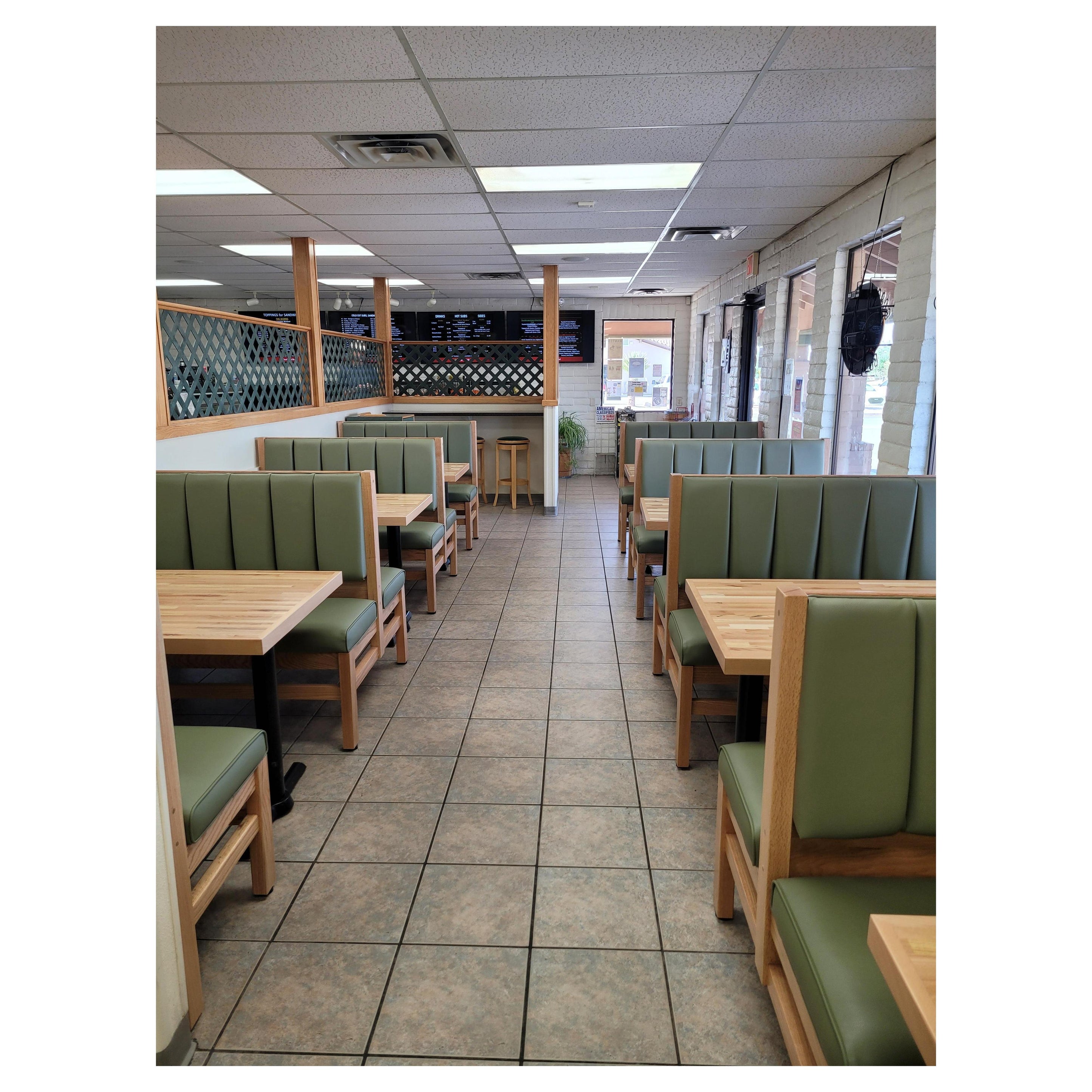 Custom Wood Timber Frame Booth With Vertical Channel – Restaurant ...