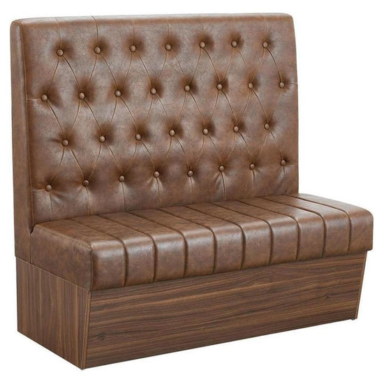 Melamine Booths with Button Tufted Vinyl Back & Channel Seat in Brown ...