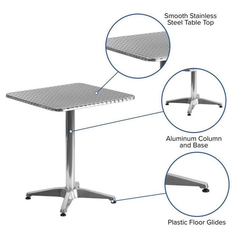 Outdoor Dining Height Square Aluminum Table | Tables - Complete Sets ...