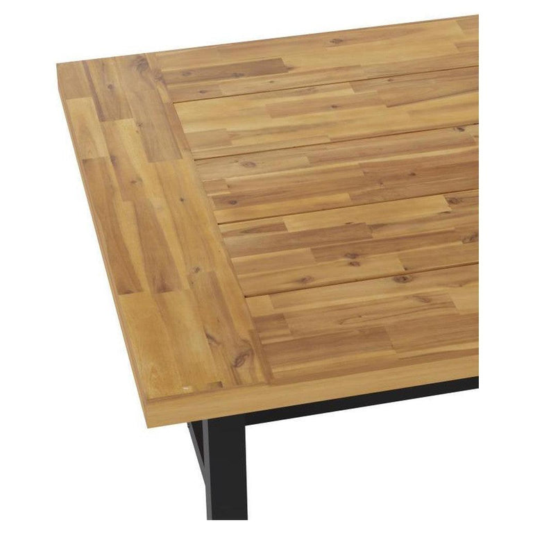 Rafe Commercial Grade Acacia Outdoor Wood Dining Table with Metal Base ...
