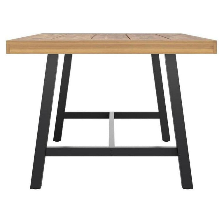 Rafe Commercial Grade Acacia Outdoor Wood Dining Table with Metal Base ...