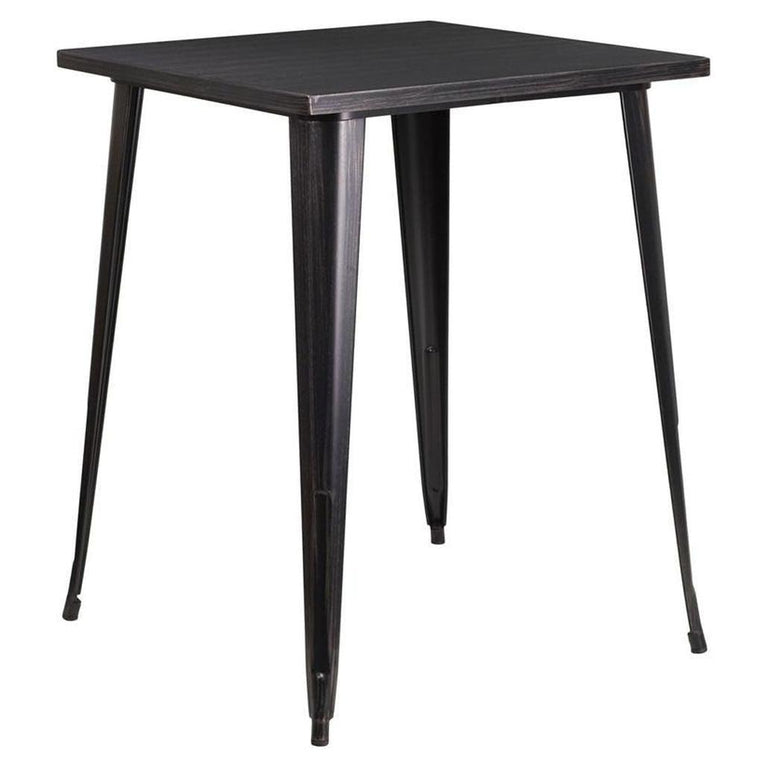 Tolix Style 31.5'' Square Bar Height Black Metal Outdoor Table | Tables ...