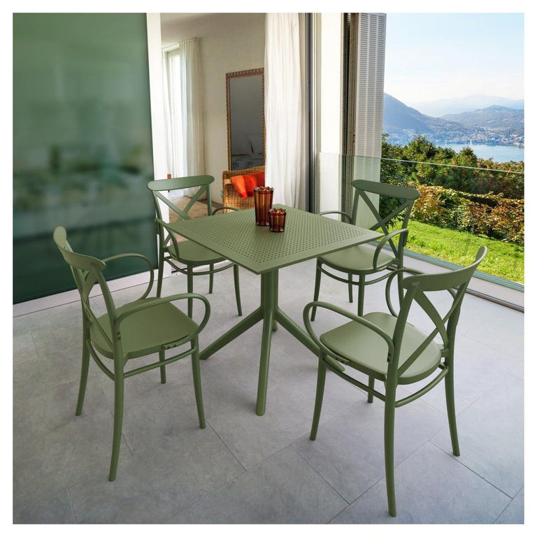 Sky Outdoor Square Table Olive Green | Tables - Complete Sets ...